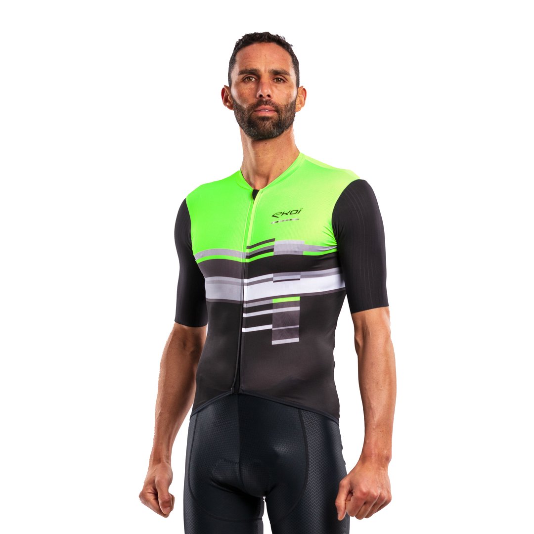 EKOI Perf COLOR BLOCK Fluo Green Jersey - EKOI