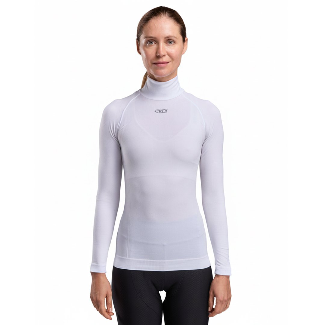 Women's Winter Base Layer EKOI Perf THERMO High Collar White - EKOI