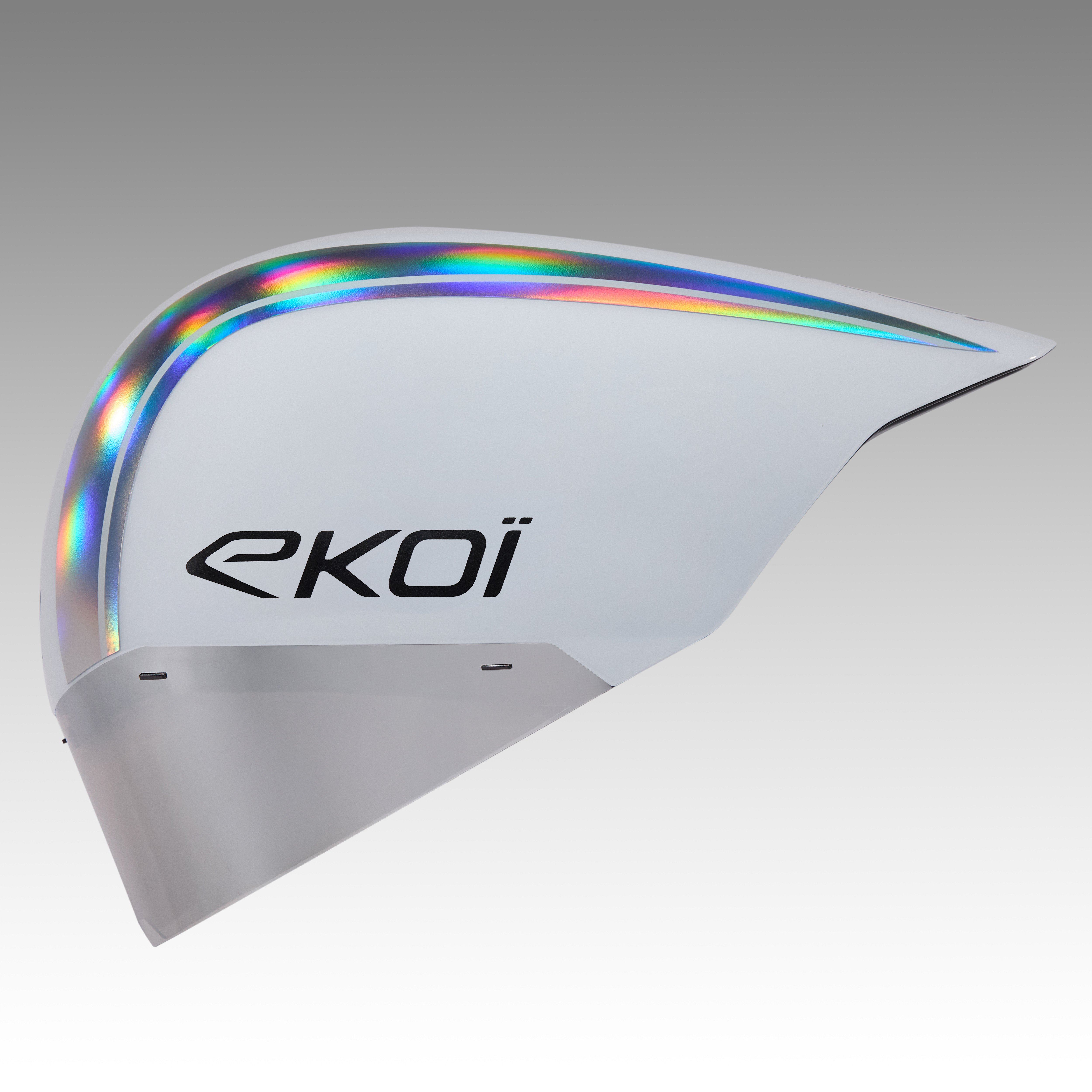 EKOI Racing PURE AERO Mirror Cat2 White Holo Silver Helmet - EKOI